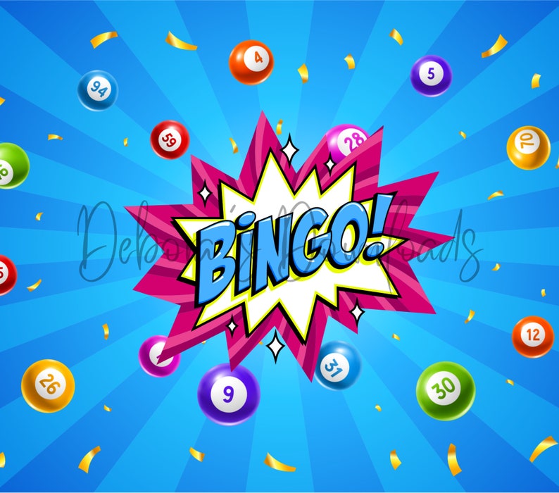 BINGO, Blue and Pink, Bingo Balls, 20oz Skinny Tumbler Wrap, Instant ...