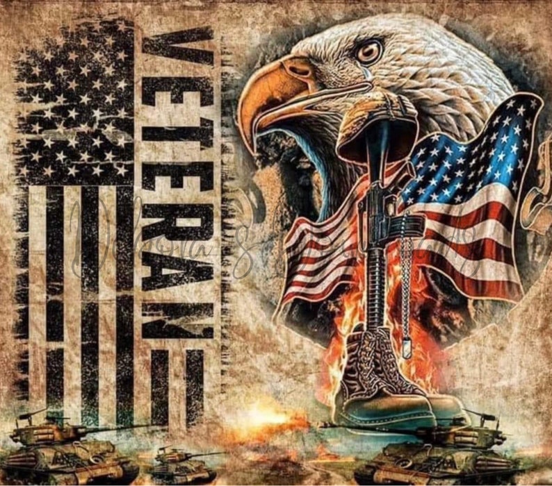 Veteran, American Flag, Military, 20oz Skinny Tumbler Wrap, Digital PNG ...