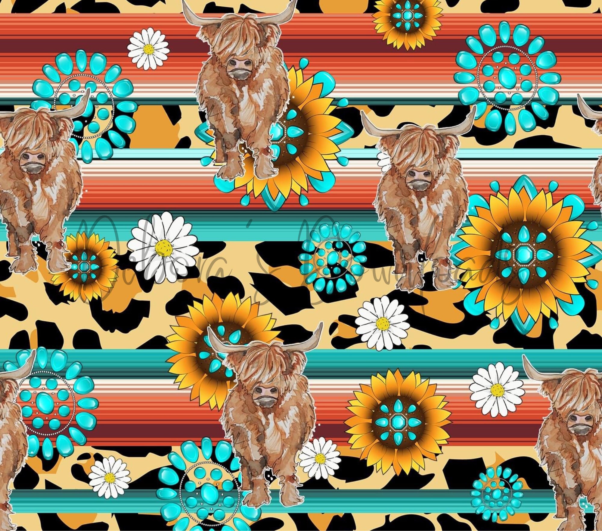 Western Stripes, Highland Cow, Summer Sunflower, 20oz Skinny Tumbler ...