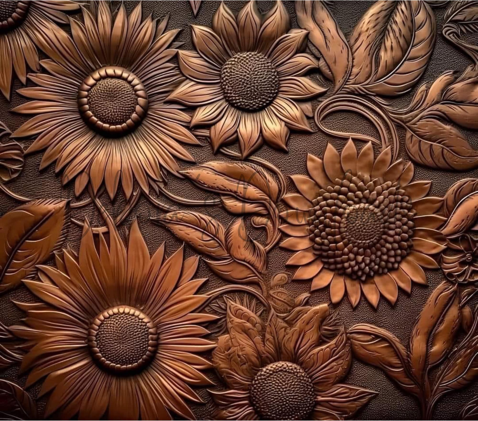 Bronze Sunflower, Floral Wrap, 20oz Skinny Tumbler Wrap, Digital PNG ...