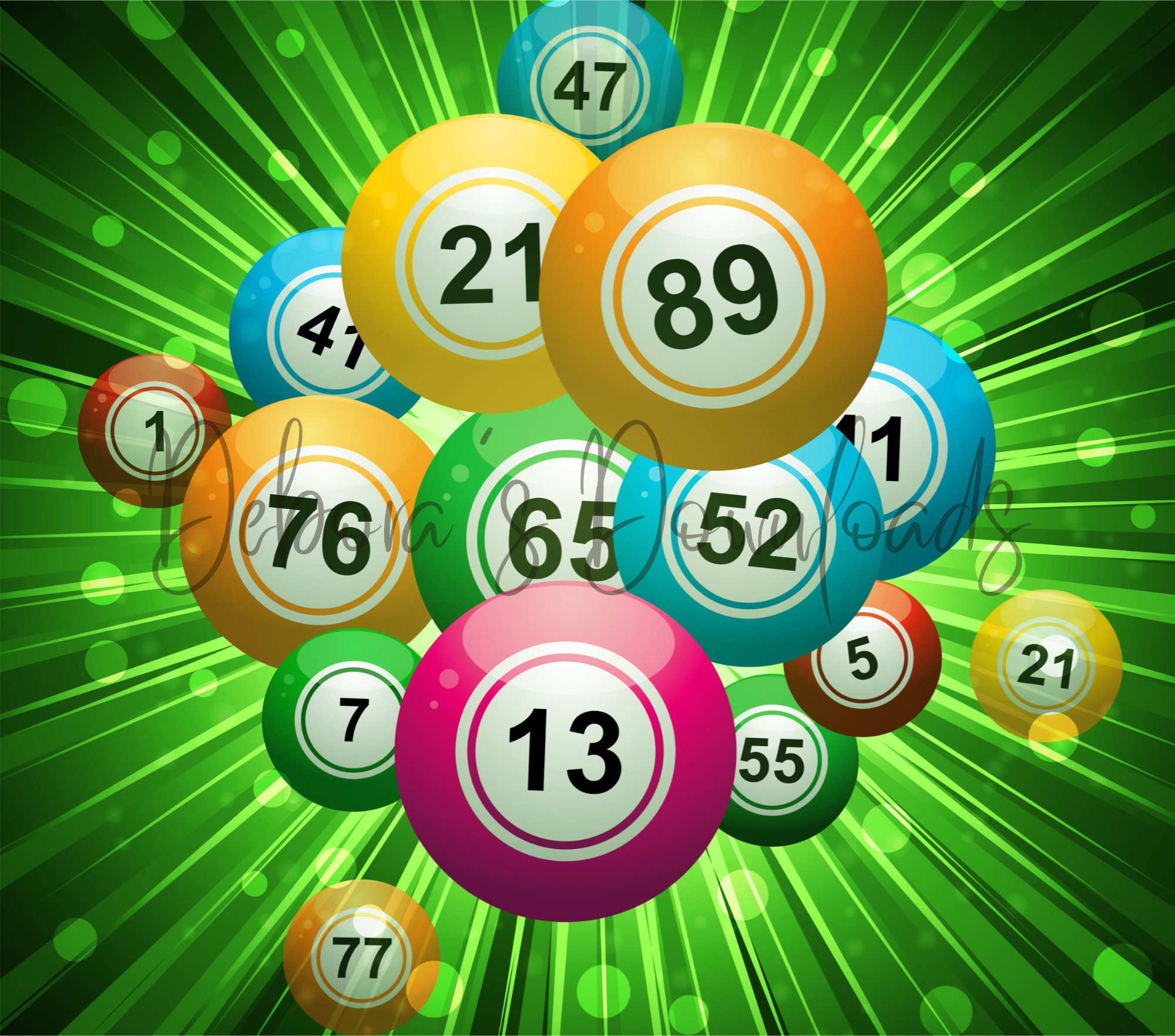 Green Bingo Balls, BINGO Tumbler Wrap, Digital PNG File, Instant ...