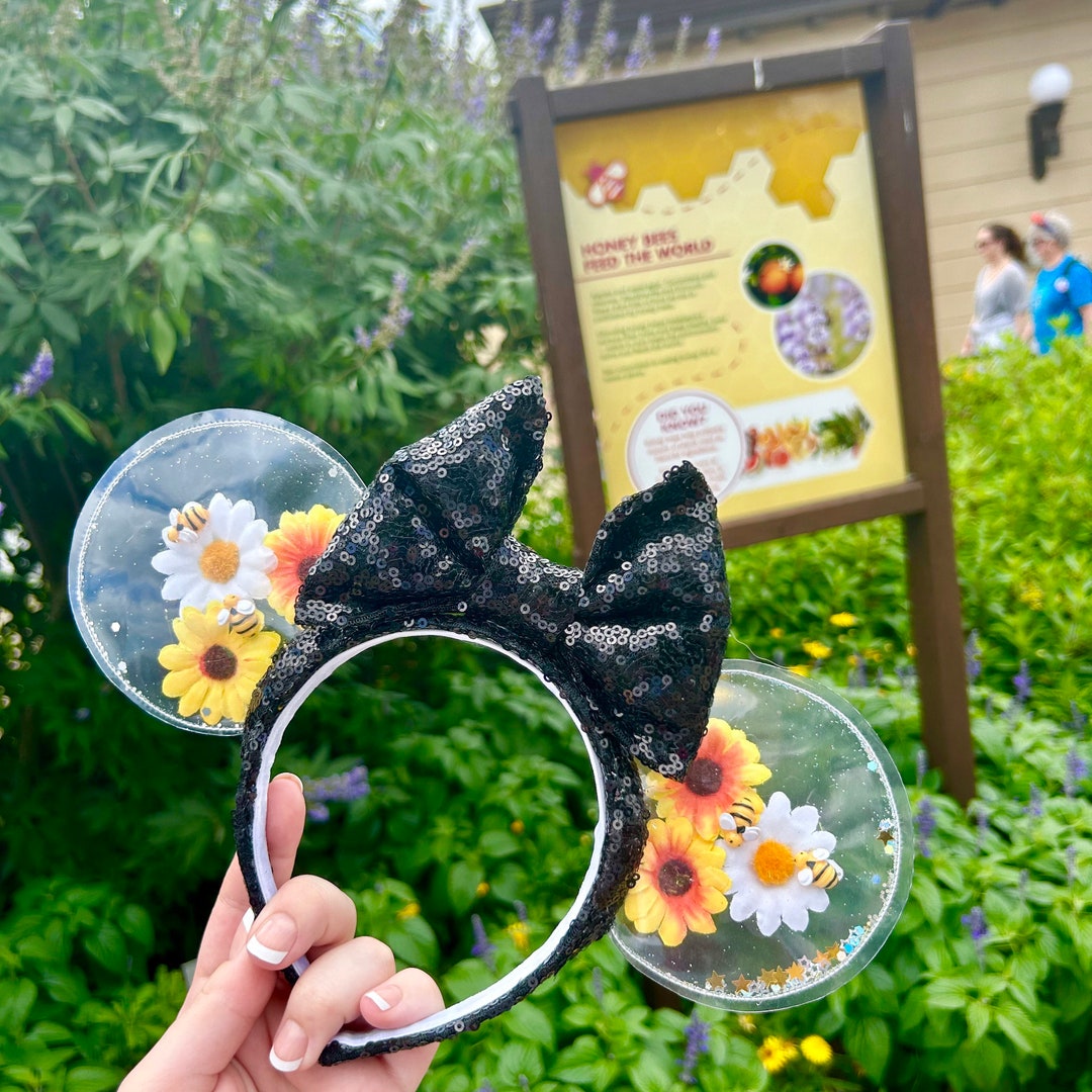Sunflower Bee Glitter SHAKEABLE Minnie Ears LIGHT UP Mouse - Etsy