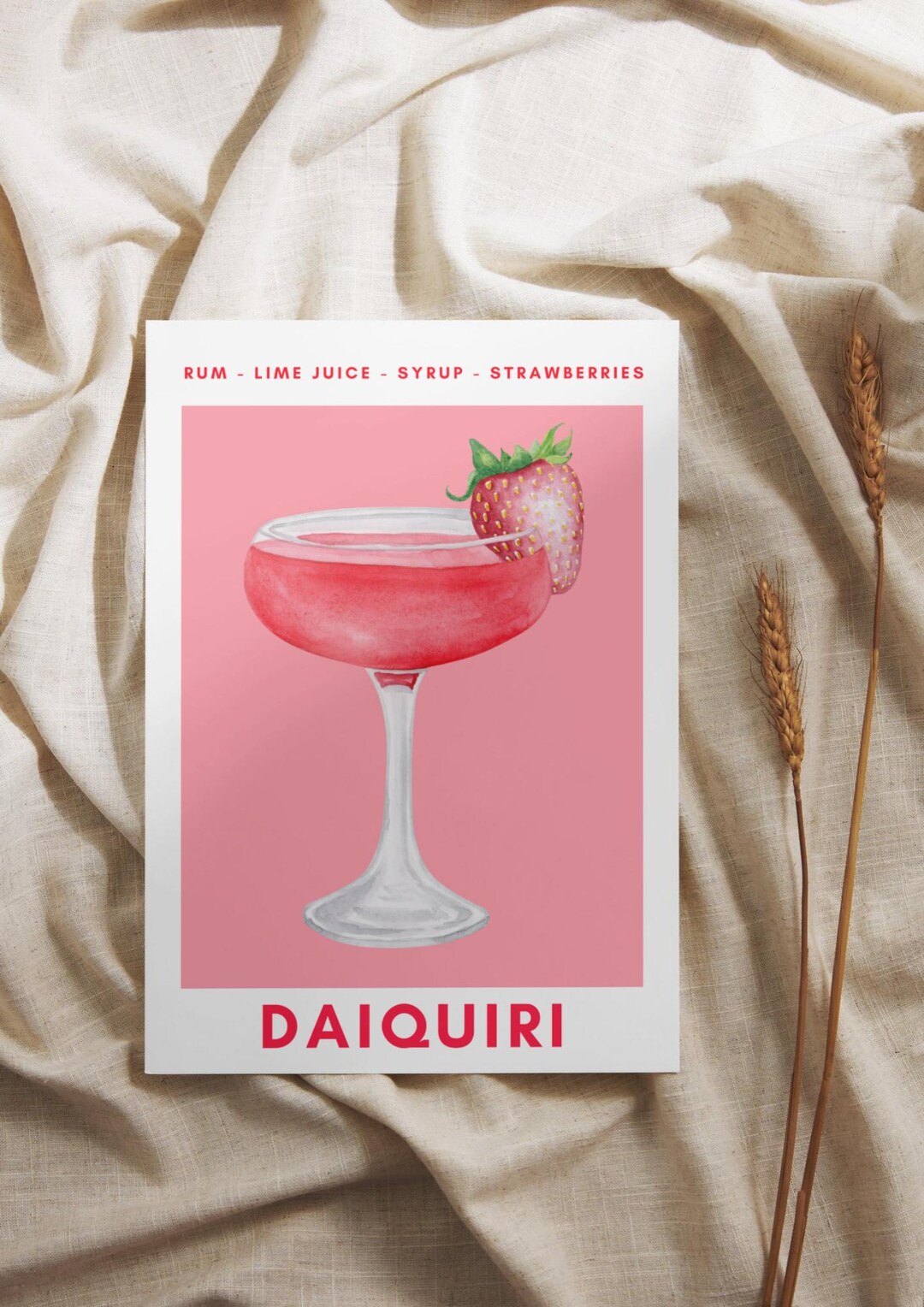 Daiquiri Cocktail Poster - Colorful Different Sizes A4 A3 A2 Download ...