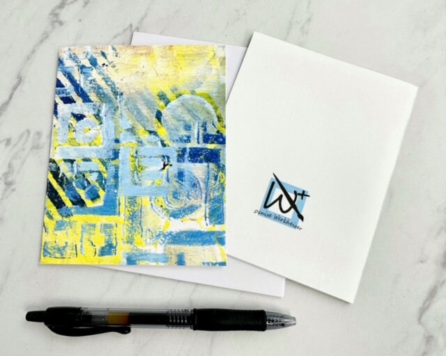 Navy and Yellow Note Card Abstract A2 Blank Note Card - Etsy