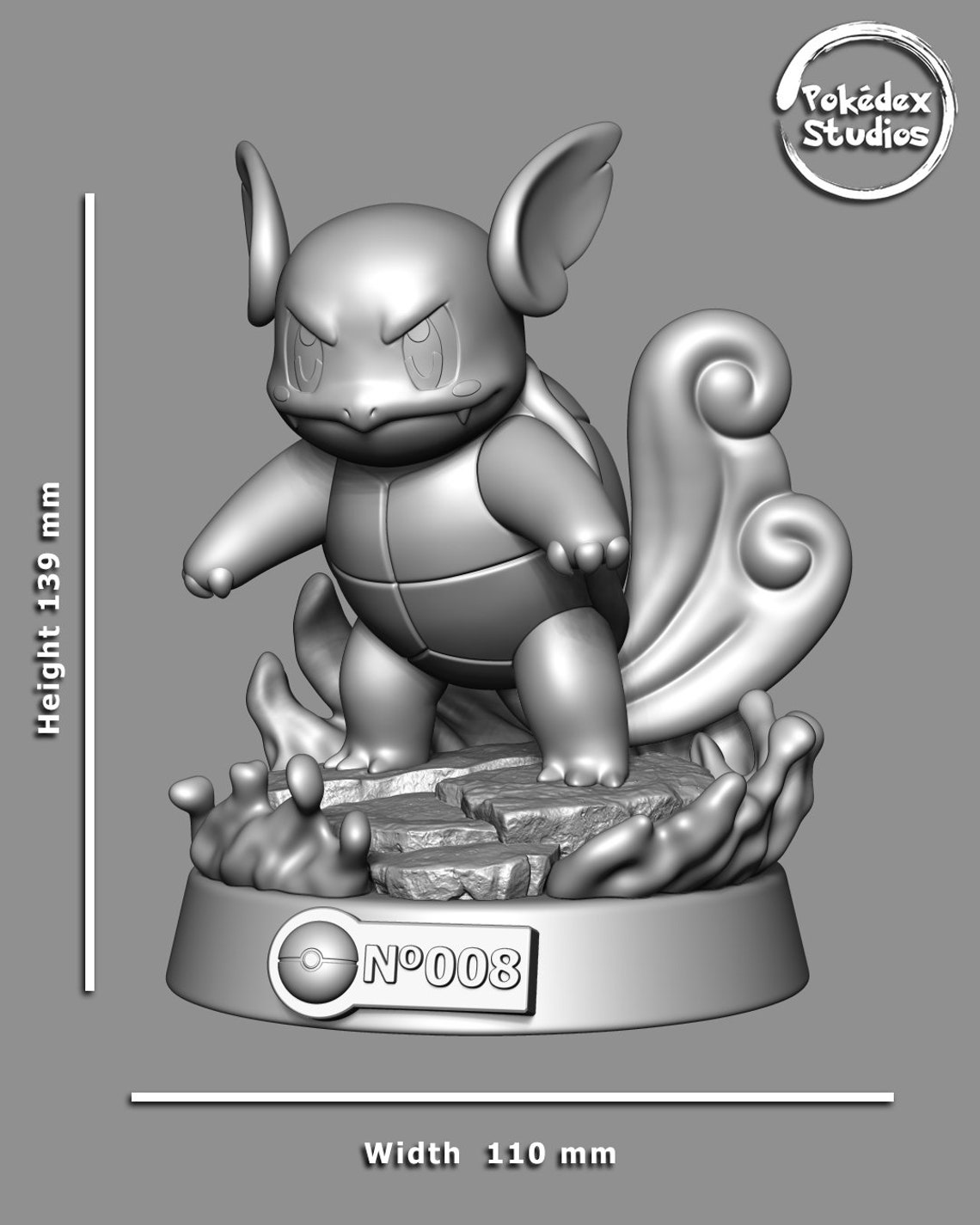 RARE Wartortle STL Pokedex Studios Pokemon STL digital - Etsy