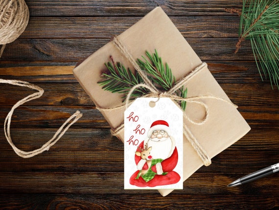 Digital Printable Santa and Rudolph Christmas Gift Tags - Etsy