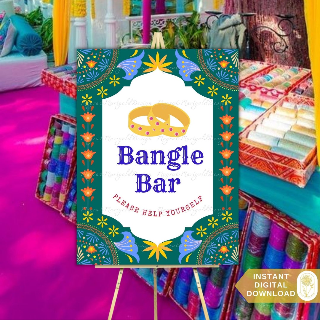 Green Bangle Bar Sign | Indian Wedding Sign | Mehndi Night Sign | Hindu ...