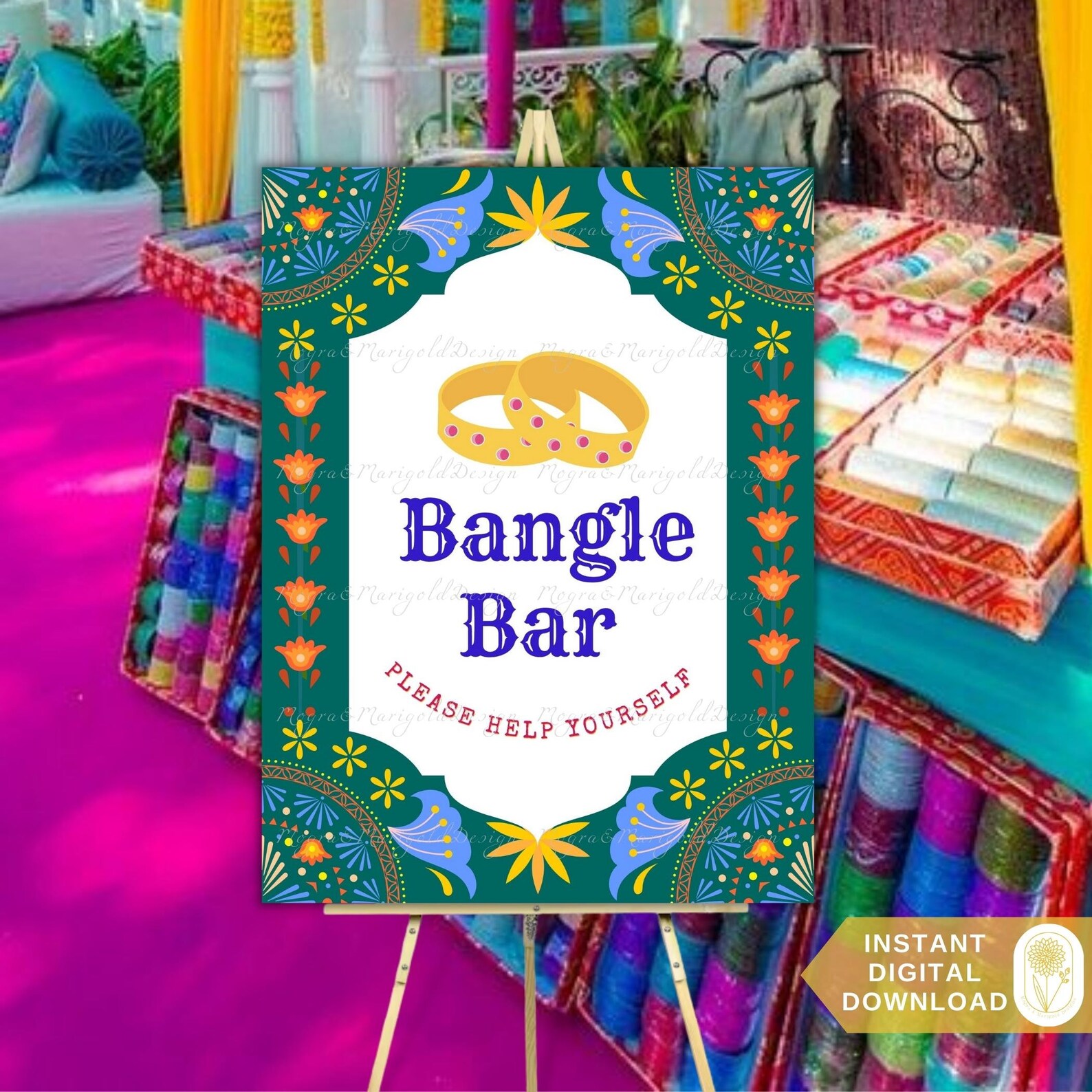 Green Bangle Bar Sign | Indian Wedding Sign | Mehndi Night Sign | Hindu ...