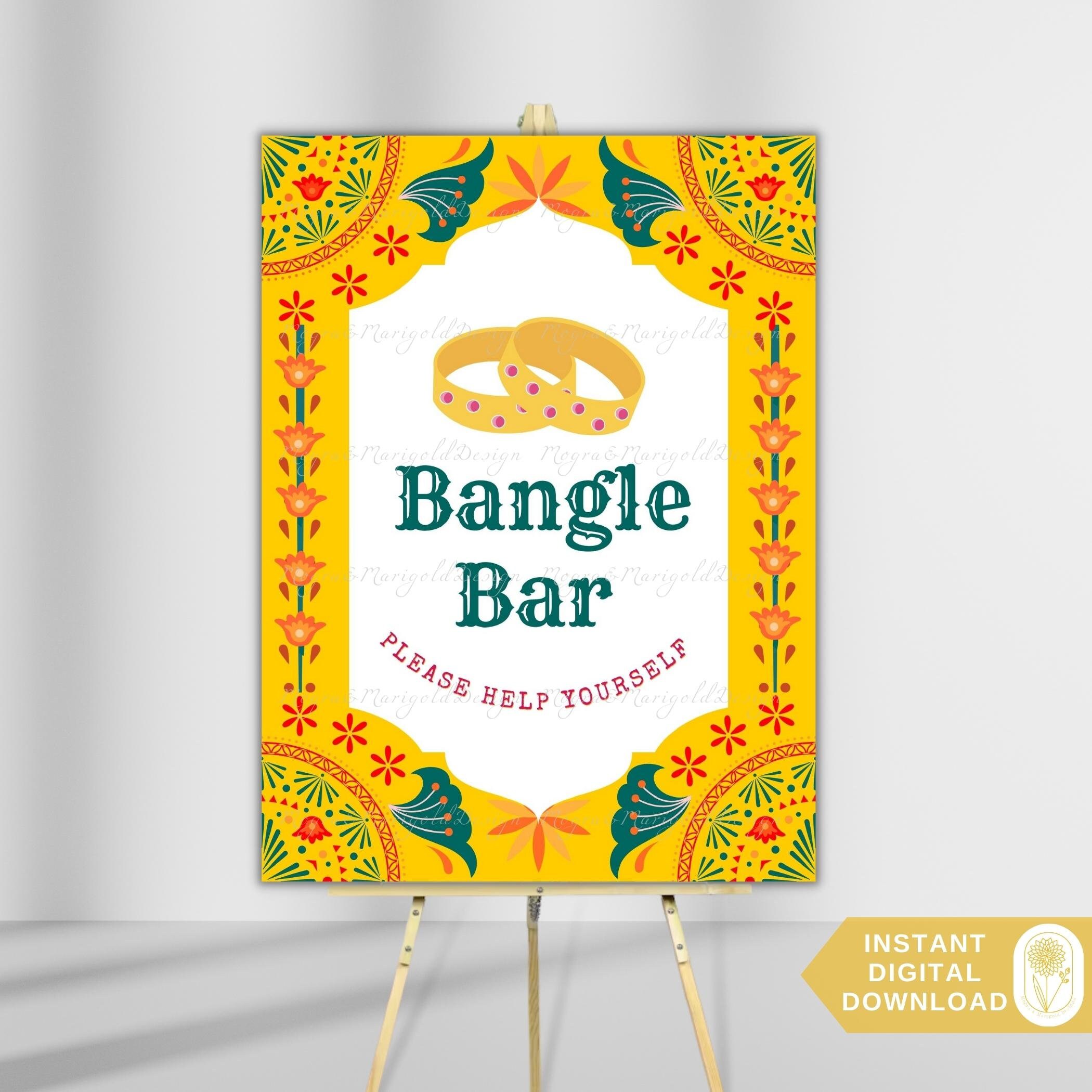 Yellow Bangle Bar Sign | Indian Wedding Sign | Mehndi Night Sign ...