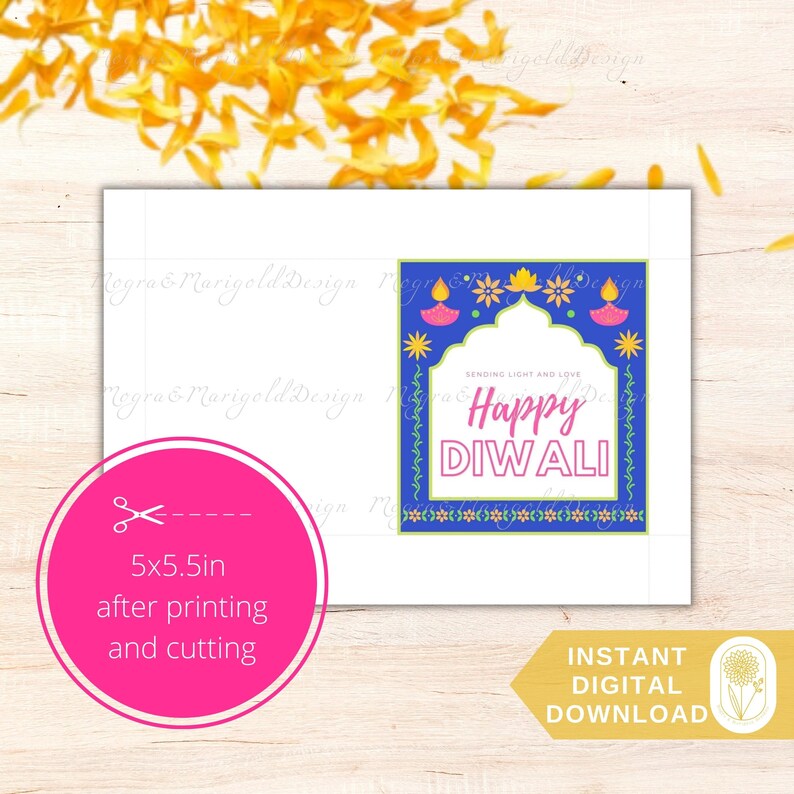 Diwali Card and Gift Tag Set | Square Diwali Card | Happy Diwali ...