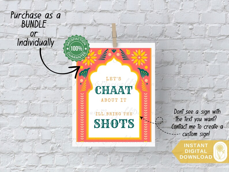 Indian Wedding Food Sign BUNDLE - Wedding Food Signage- Indian Street ...