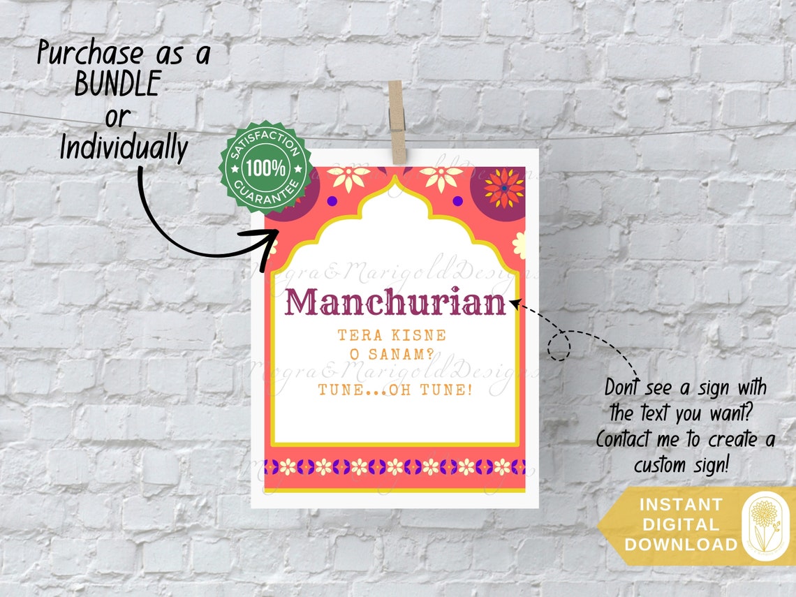 Indian Wedding Food Sign BUNDLE Wedding Food Signage Indian Street Food ...
