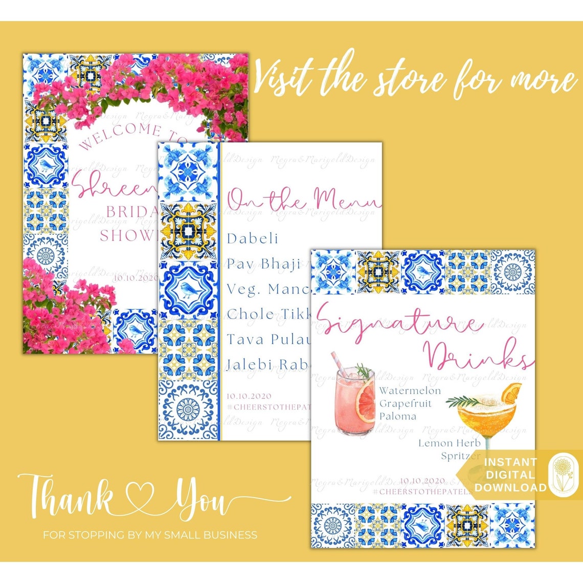 Blue Tiles Sign | Signature Drinks Signs | Bridal Shower Sign ...