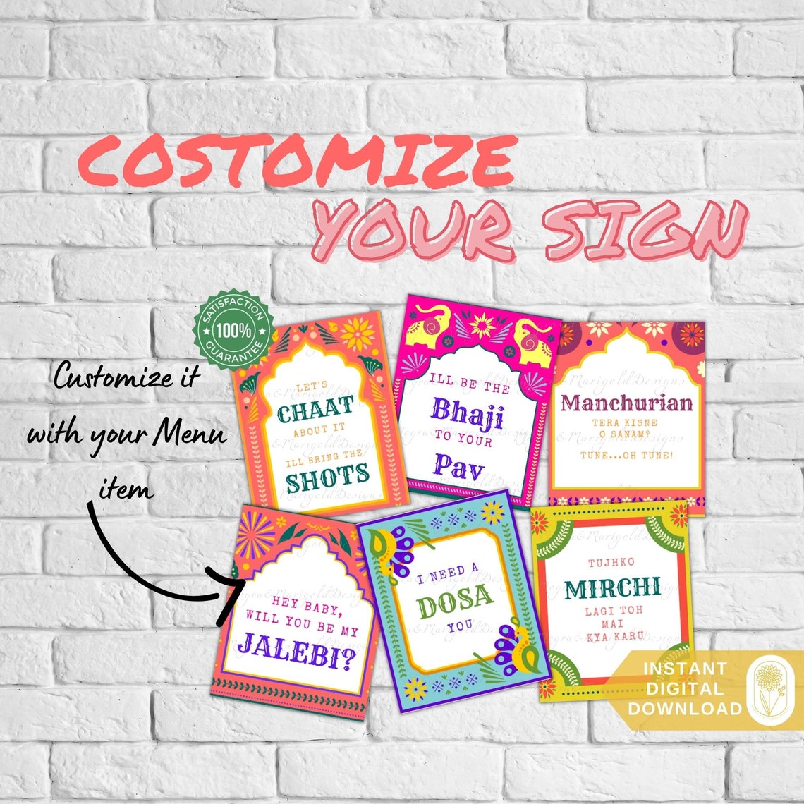 Indian Wedding Food Sign- Wedding Food Signage- Indian Street Food Sign ...