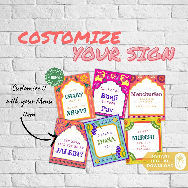 Indian Wedding Food Sign- Wedding Food Signage- Indian Street Food Sign ...