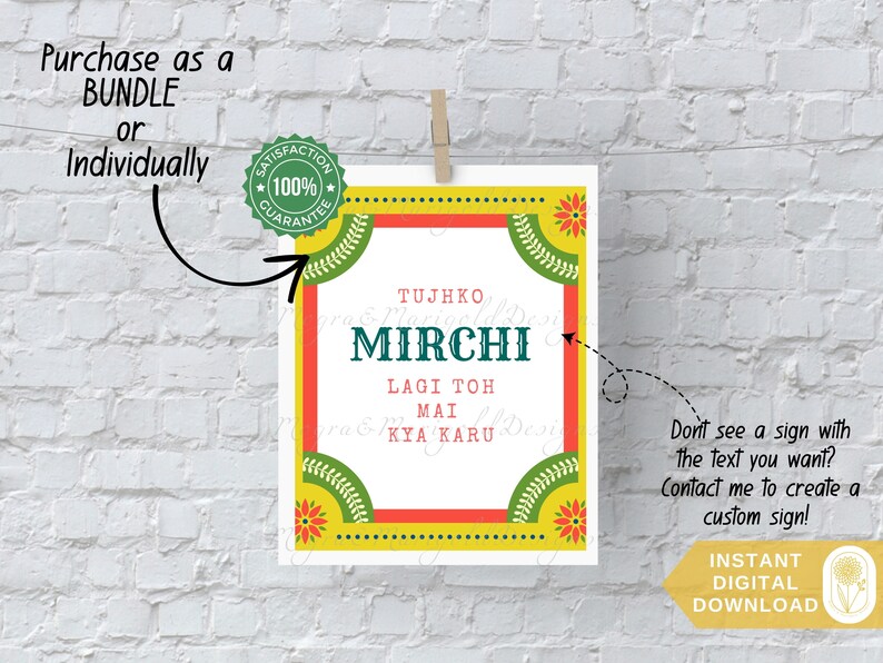 Indian Wedding Food Sign BUNDLE - Wedding Food Signage- Indian Street ...