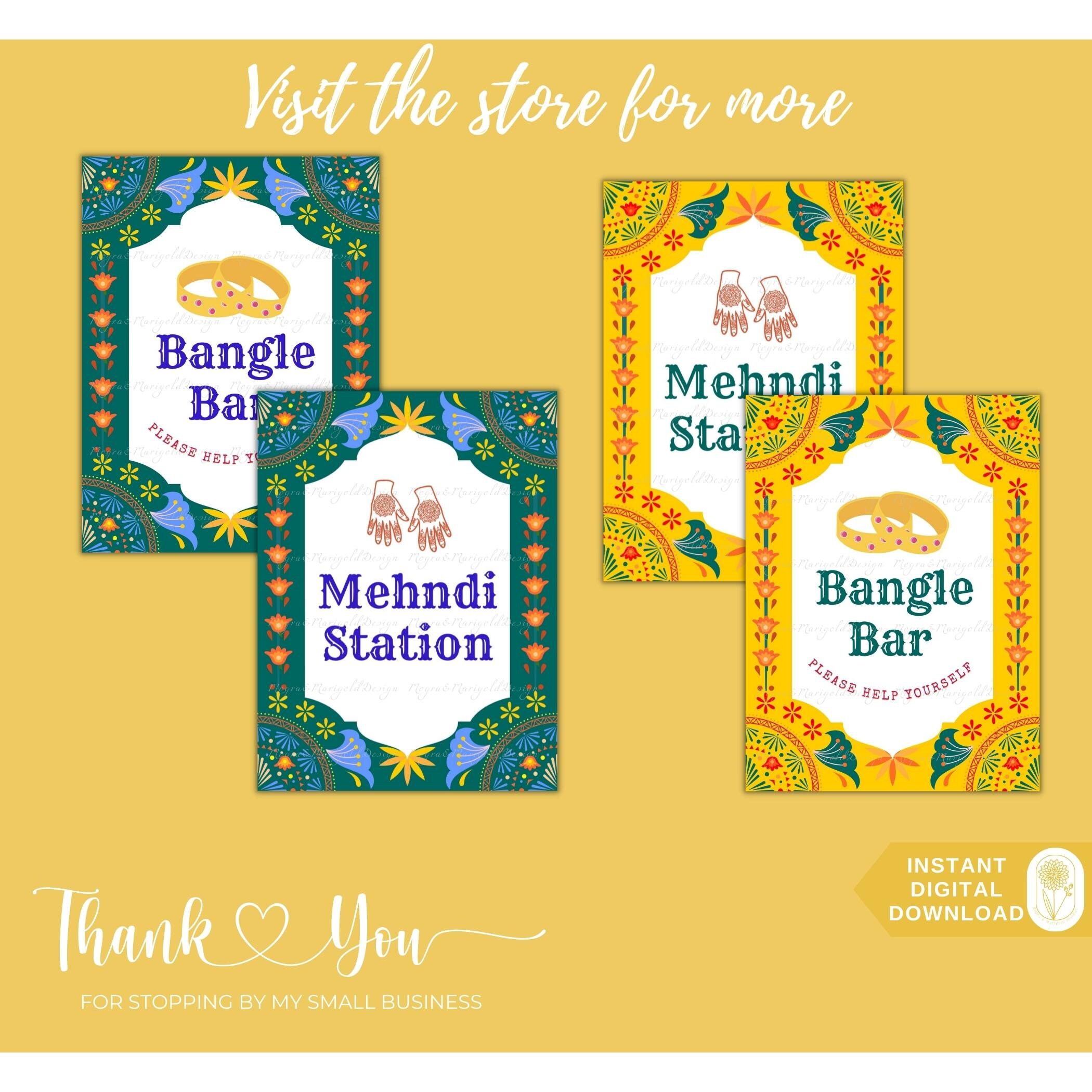 Yellow Bangle Bar Sign | Indian Wedding Sign | Mehndi Night Sign ...