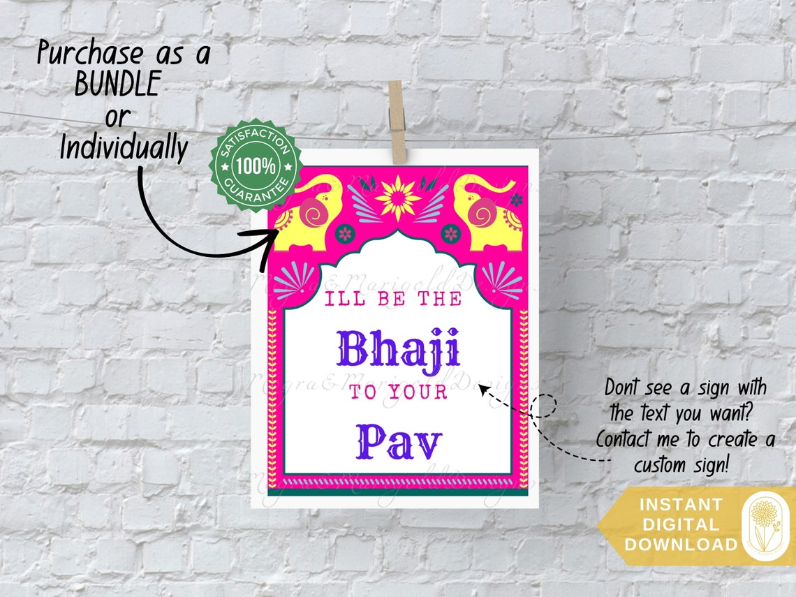 Indian Wedding Food Sign BUNDLE Wedding Food Signage Indian Street Food ...