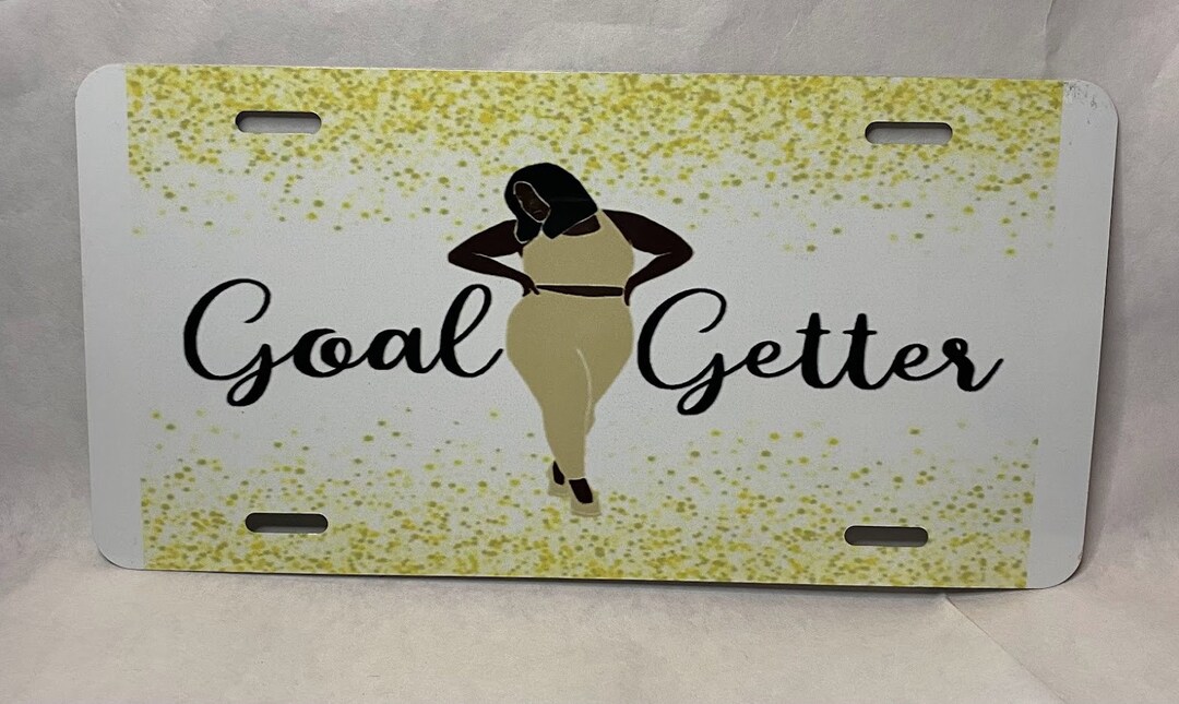 Goal Getter Black Lady With Gold Custom License Plate - Etsy