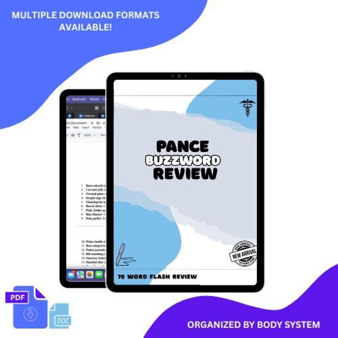 PANCE Buzzword Sheet| PA School Study Guide| High-yield Buzzwords for ...