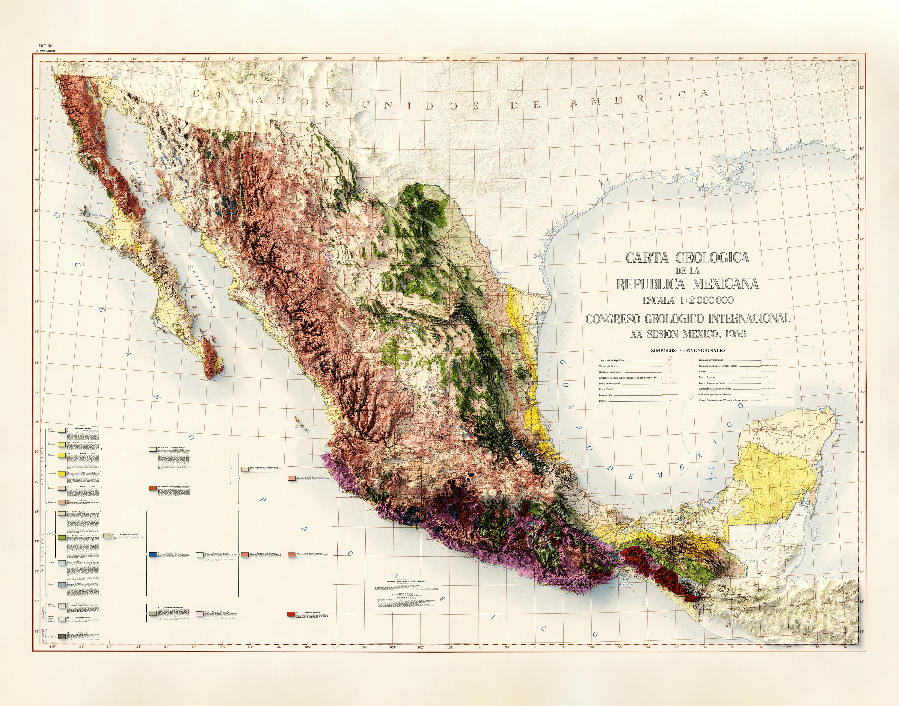Mexico Geology Topographical Relief Map 3D Rendered 2D Art - Etsy