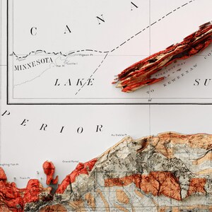 Upper Peninsula of Michigan Geology Map, Topographic Relief Print ...