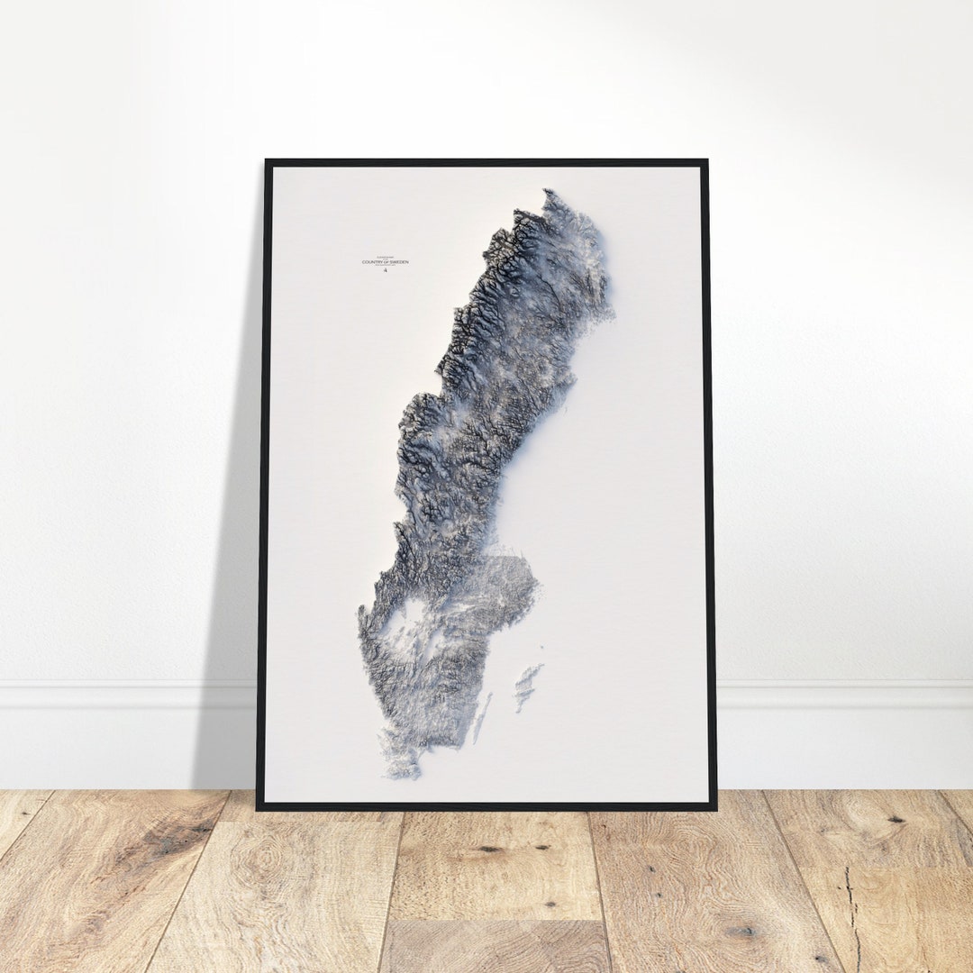 Sweden Elevation Map - Striking Topographical Relief Wall Art, Archival ...
