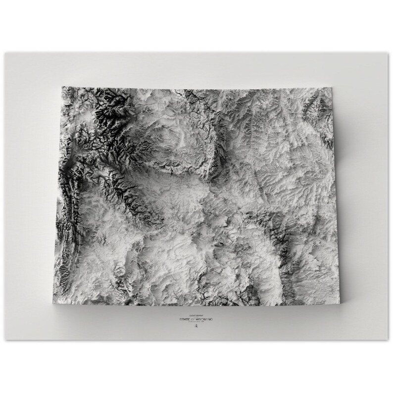Wyoming Elevation Map Wall Art Print Topographic Map - Etsy
