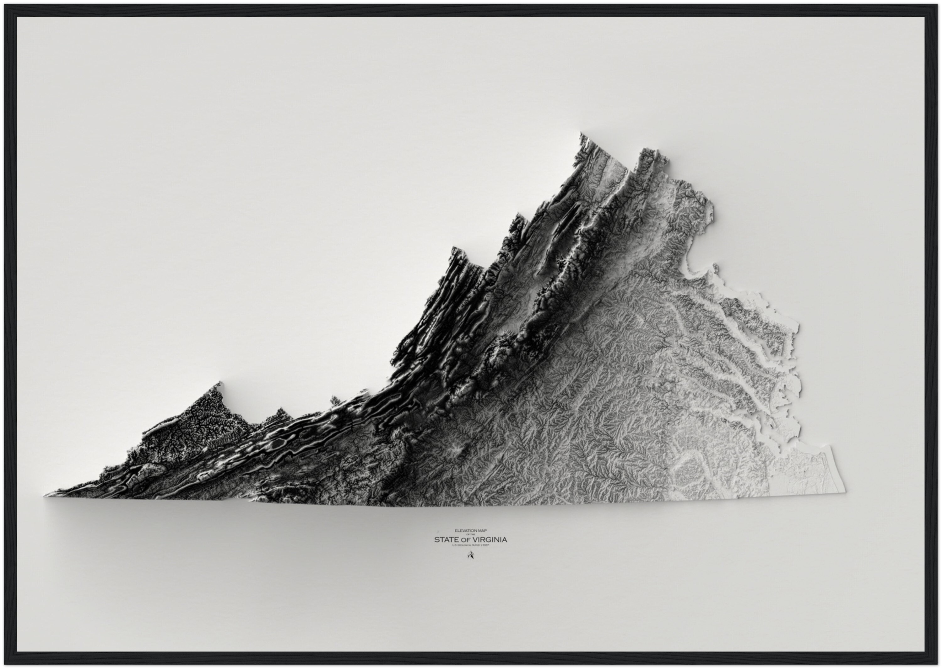 Virginia Elevation Map Wall Art Print Topographic Map - Etsy