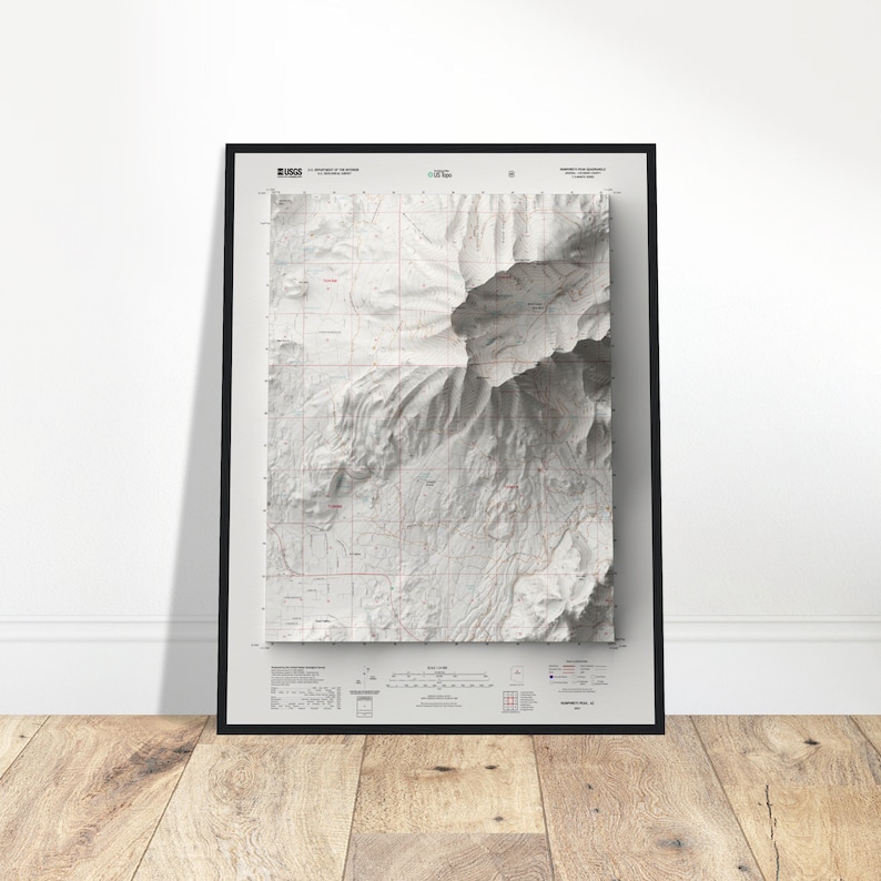 Humphreys Peak Relief Map – Topographic Shaded Elevation Print, Arizona ...