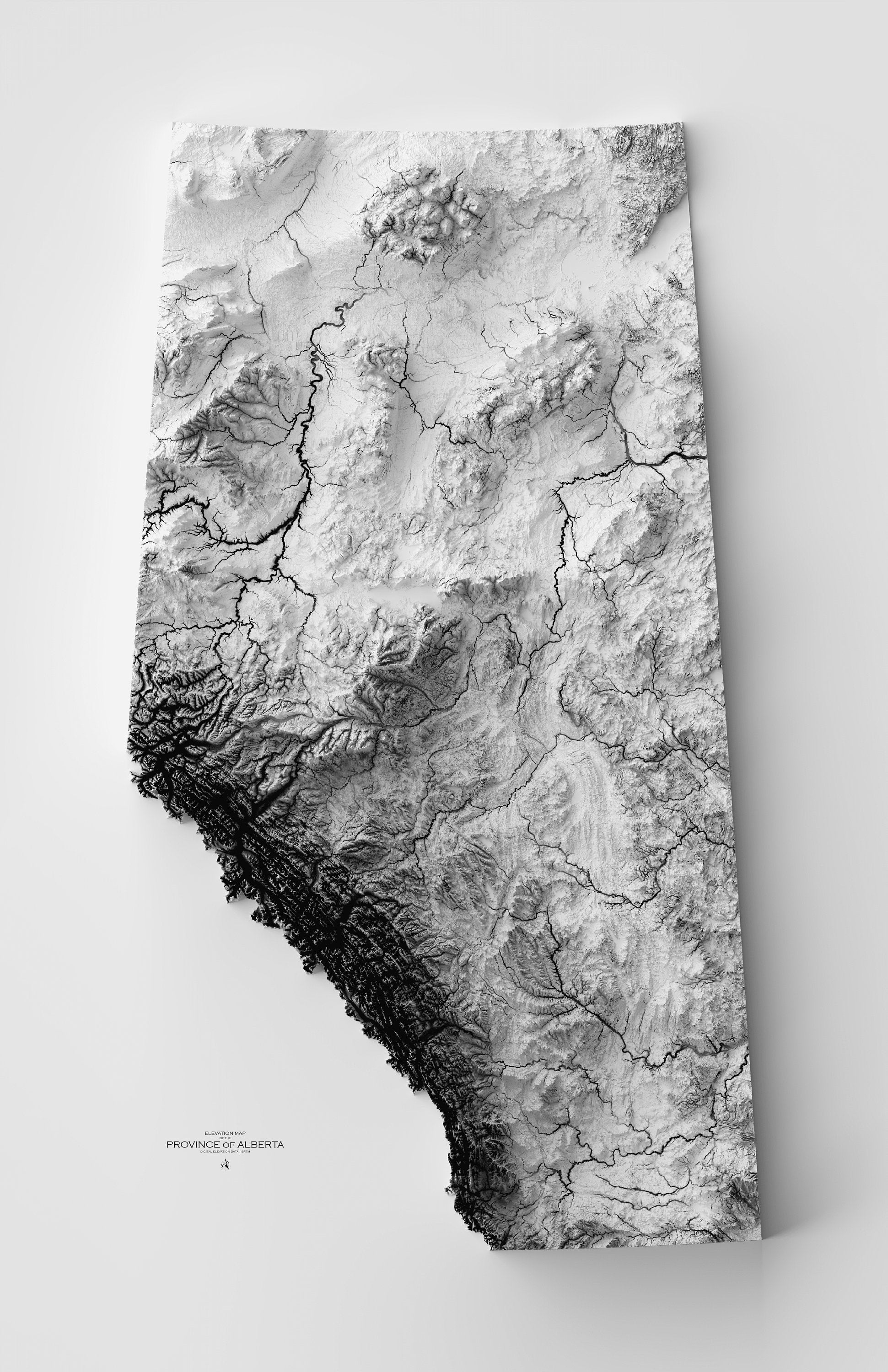 Province of Alberta Elevation Map Wall Art Print Topographic - Etsy