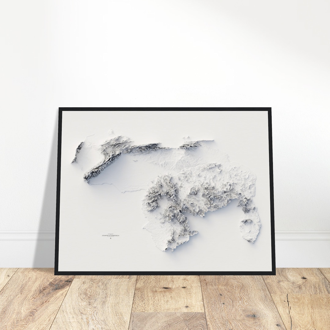 Venezuela Elevation Map - Minimalist Topographical Relief Art, Wall ...