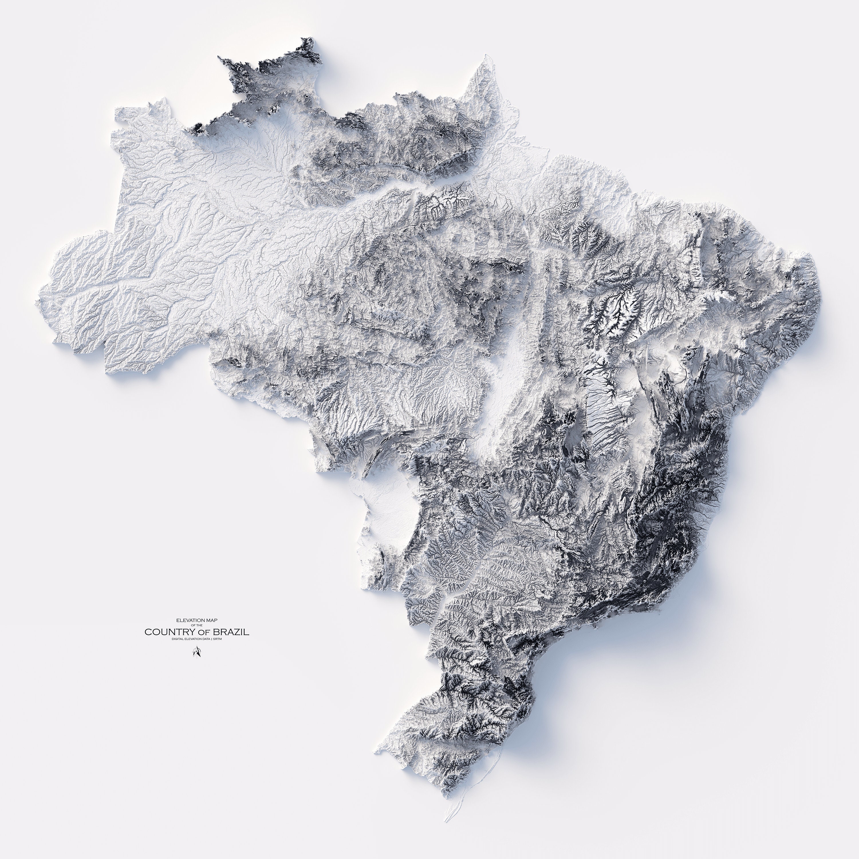 brazil mountains on a map