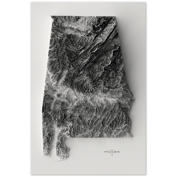 Alabama Elevation Map - Etsy