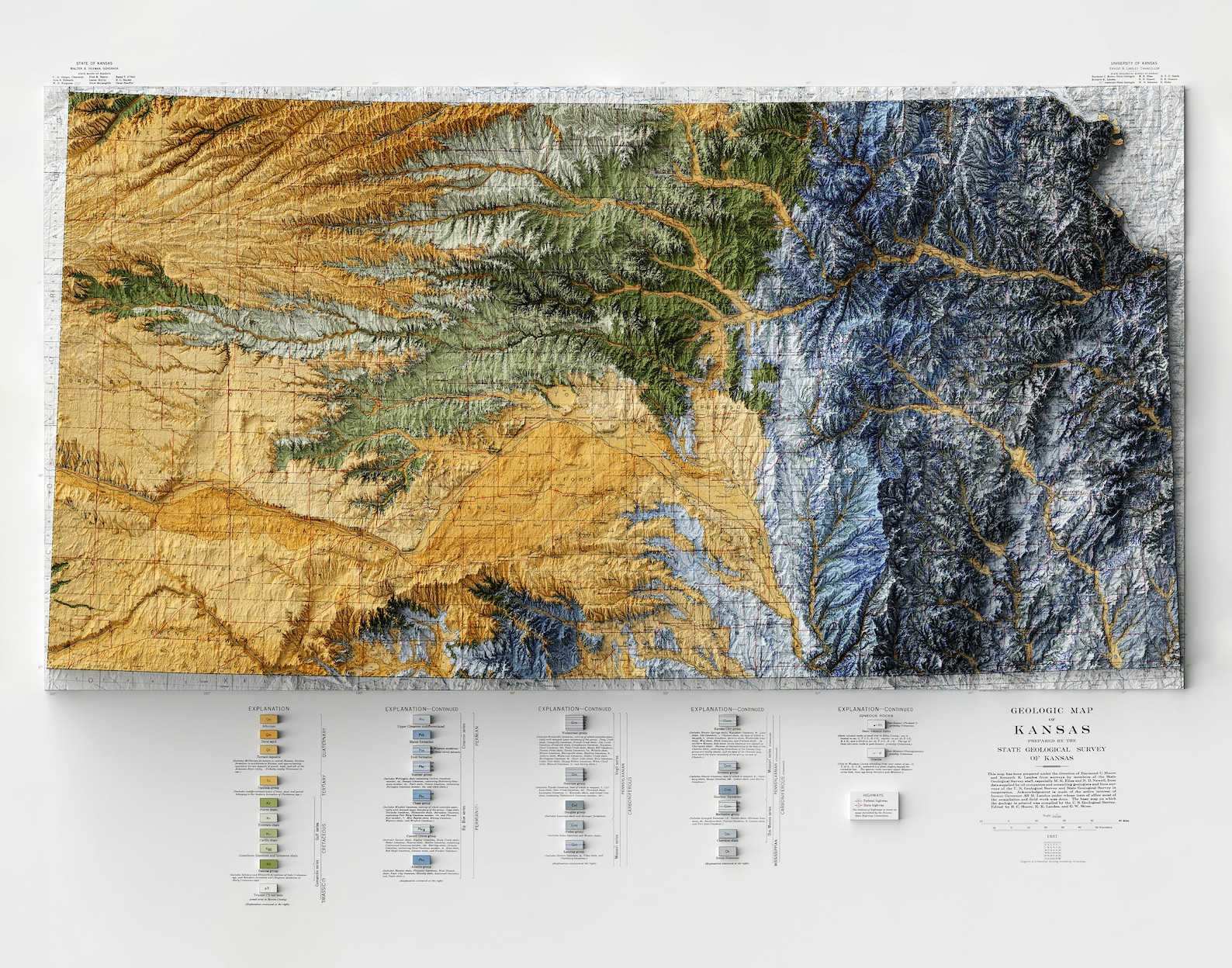 Kansas Geology Map Wall Art Print Topographic Map Geology - Etsy