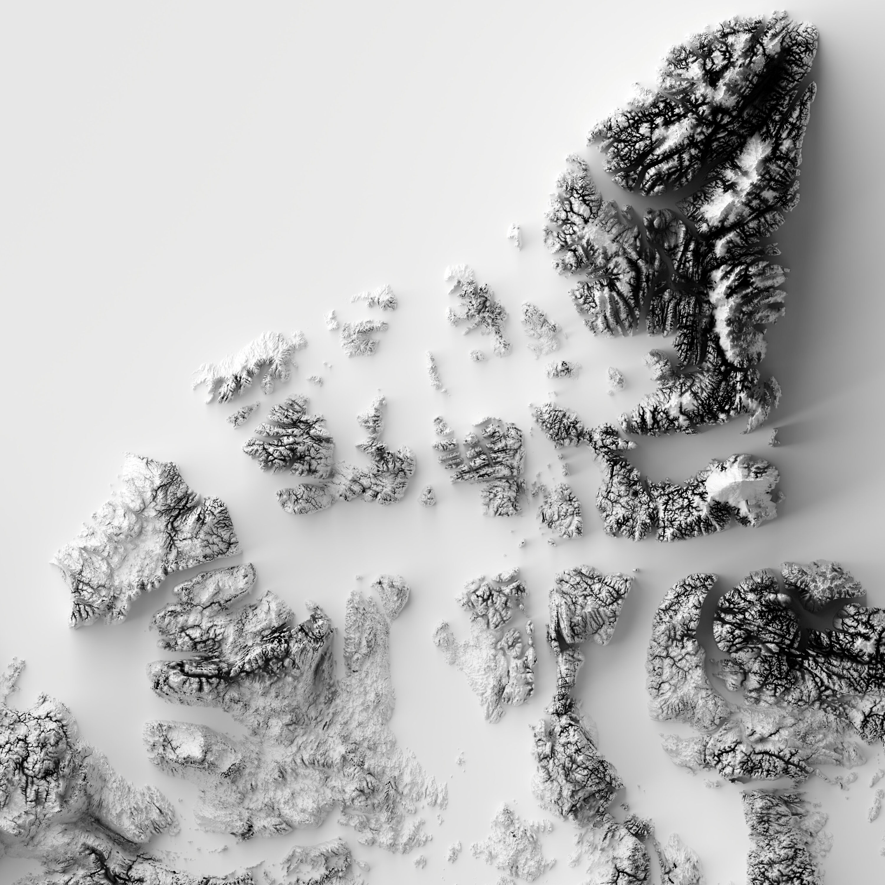 Canada Elevation Map – Minimalist Black and White Topographic Wall Art ...