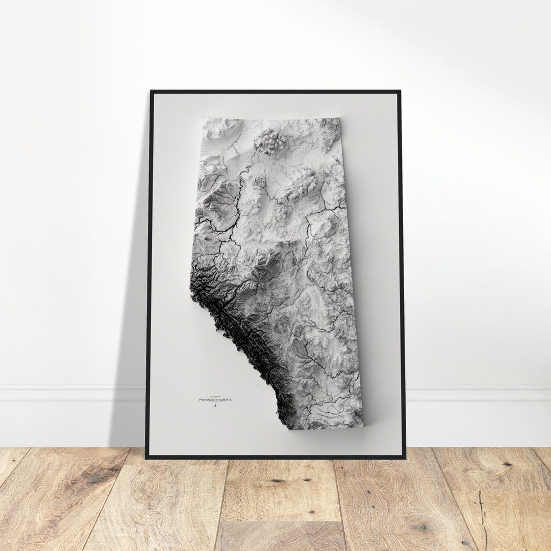 Province of Alberta Elevation Map - Minimalist Wall Art, Modern ...