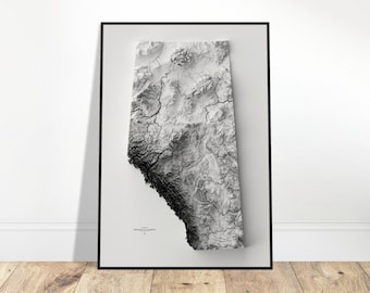 Northwest Territories Elevation Map - Minimalist Black and White Wall ...