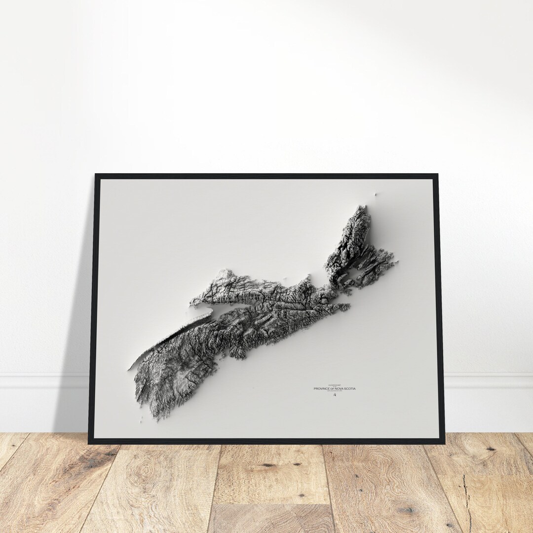 Province of Nova Scotia Elevation Map - Wall Topographic Print ...