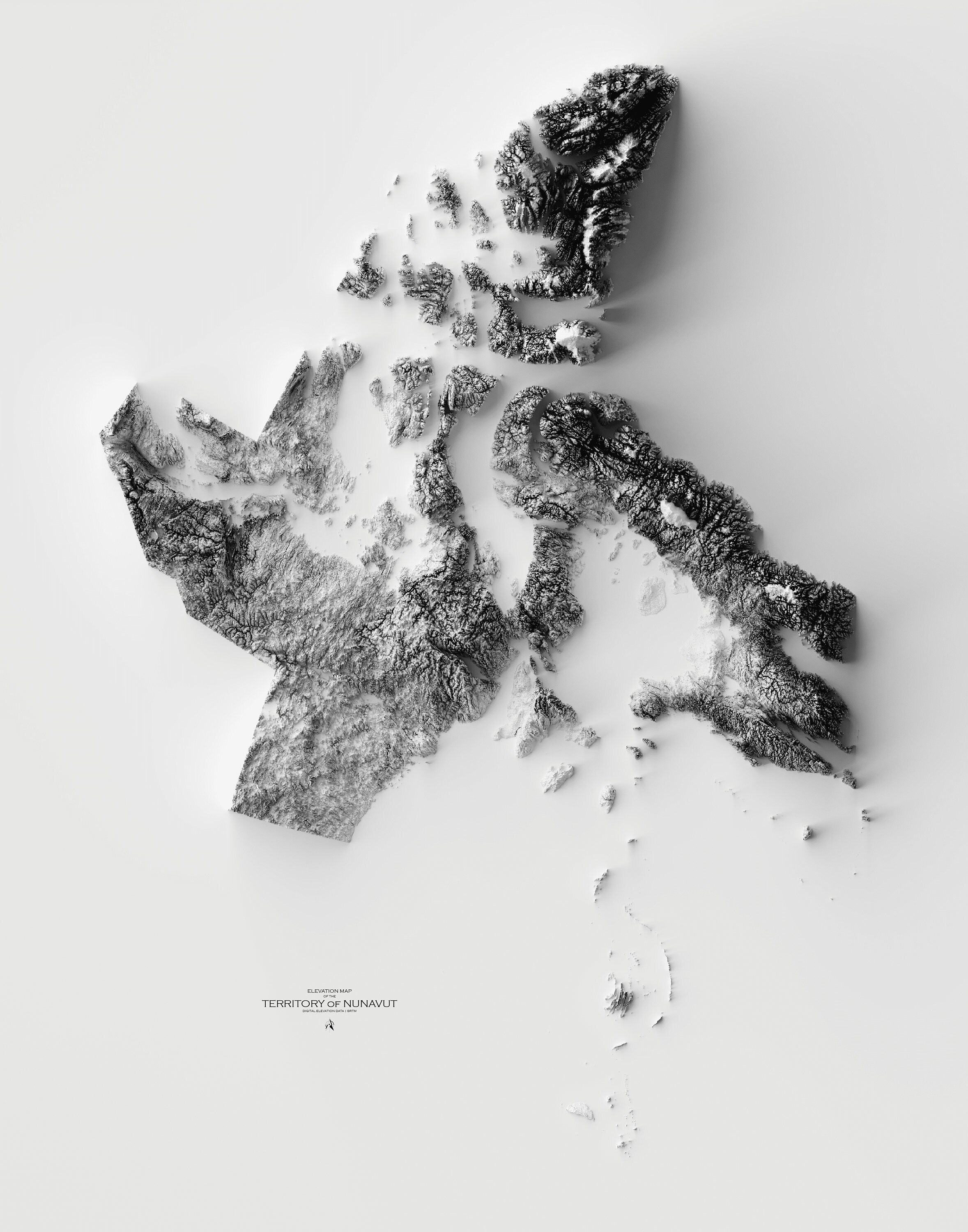 Territory of Nunavut Elevation Map Wall Art Print - Etsy