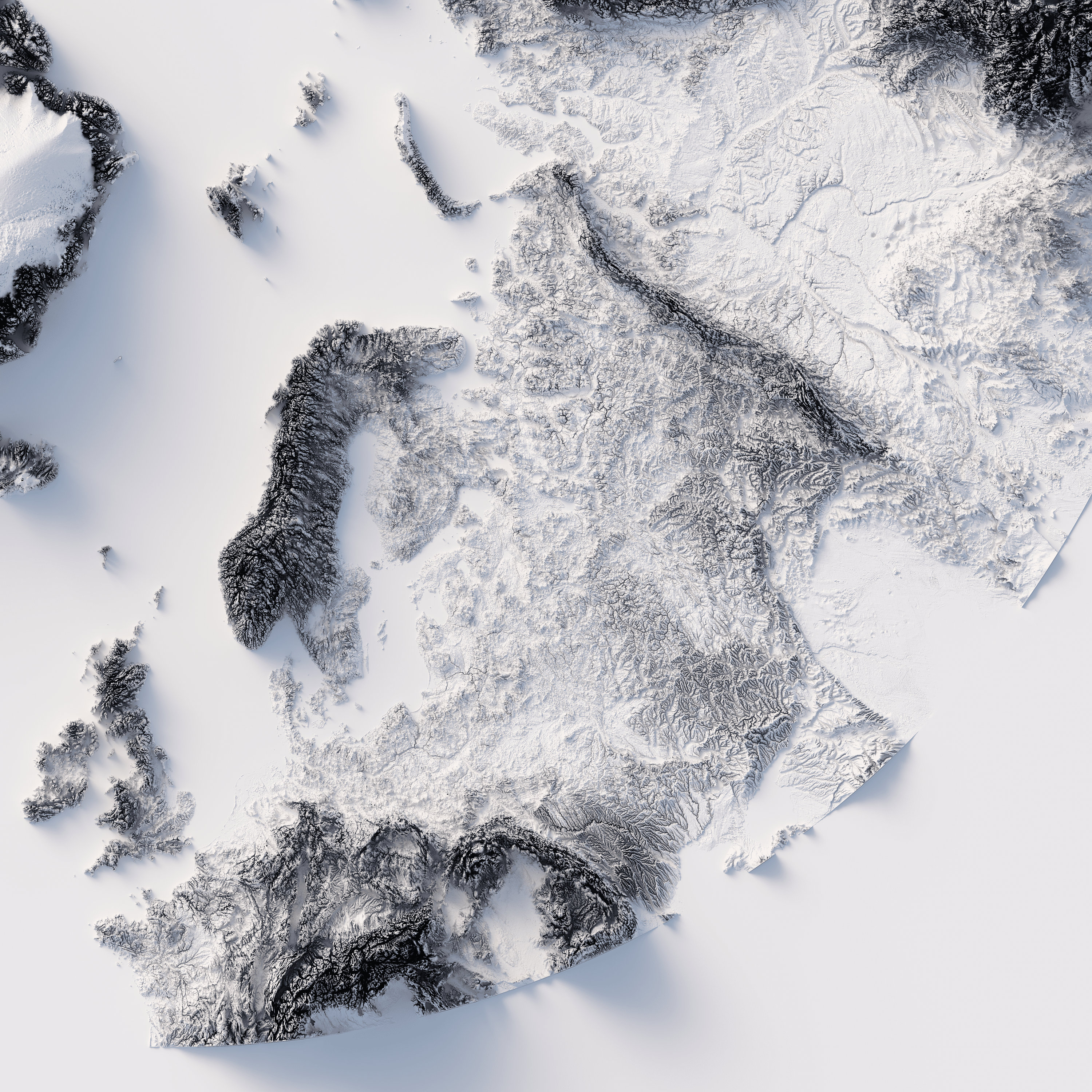 The North Pole Elevation Map – Minimalist Black and White Topographic ...