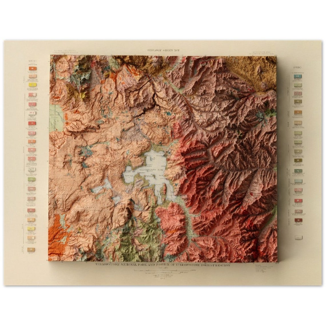 Yellowstone & Forest Reserve Map Wall Art Print Topographic - Etsy