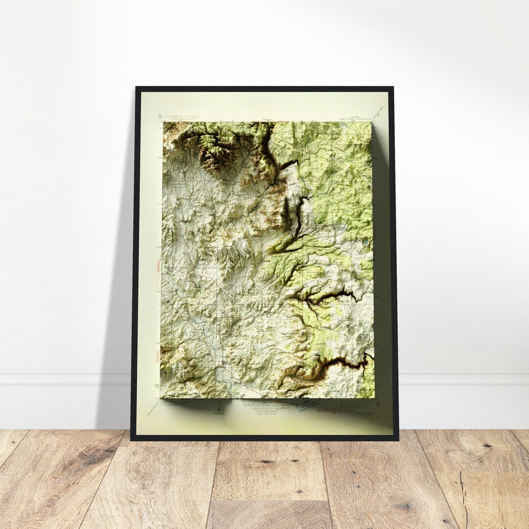 Sedona Arizona Map Vintage Topographic Shaded Relief Print, Wall Art ...