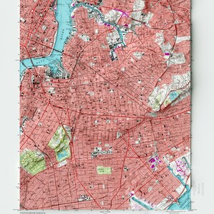 Brooklyn New York Map – Vintage Topographic Relief Print, Urban ...