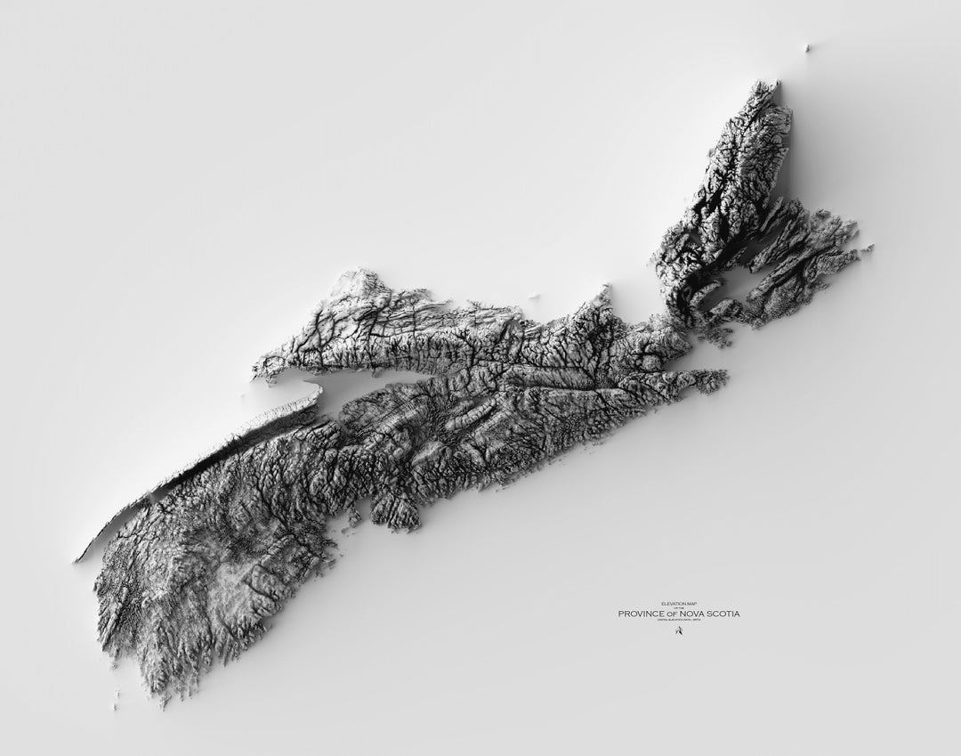 Province of Nova Scotia Elevation Map - Etsy