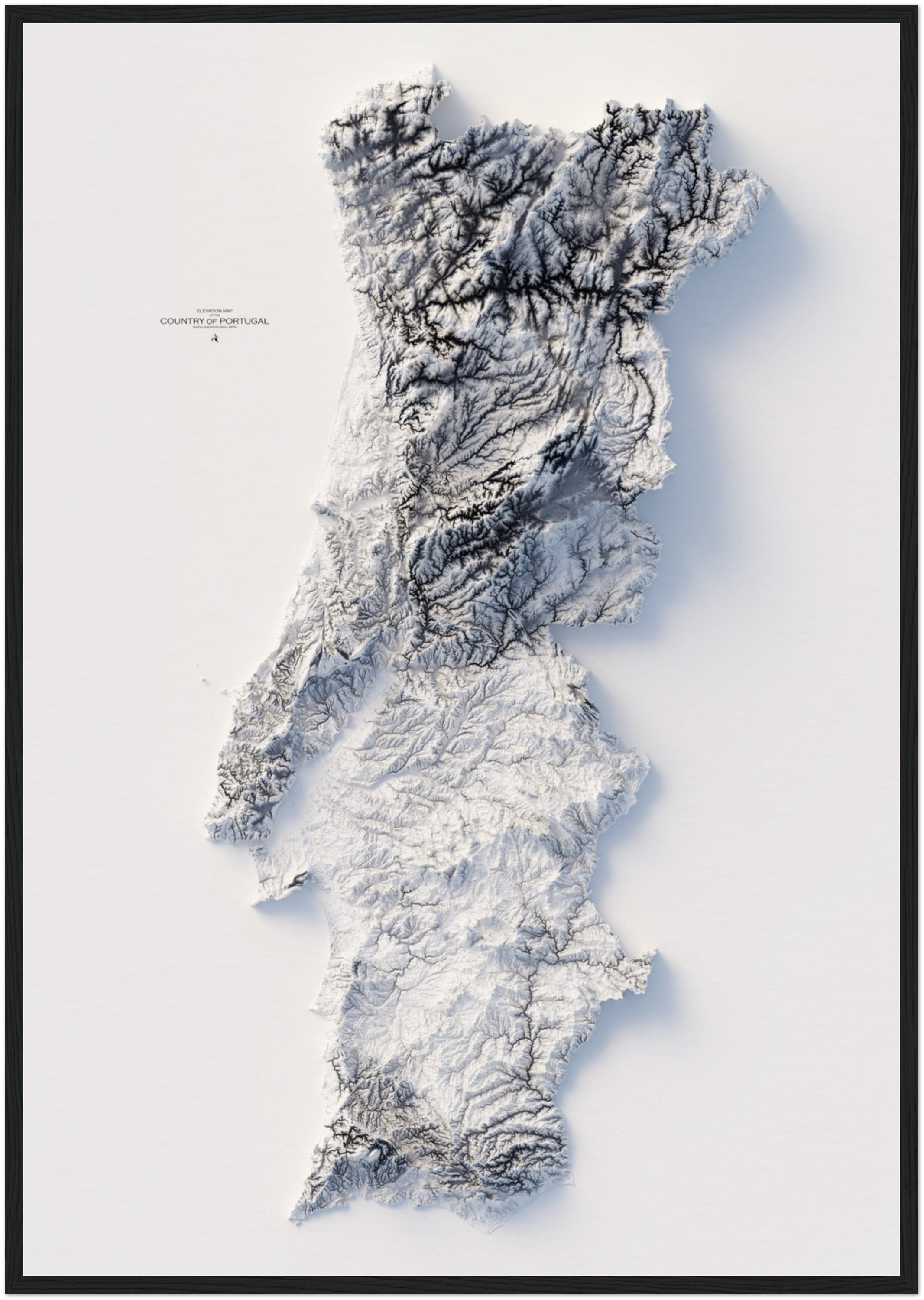 Portugal Elevation Map Minimalist Topographical Relief Wall - Etsy