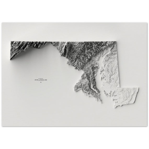 Maryland Elevation Map - Etsy