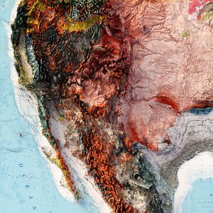 North America Tectonic Map - Topographical Relief Print, Wall Art ...