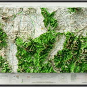 Bozeman Montana Map, Detailed Topography Shaded Relief, Vintage Style ...