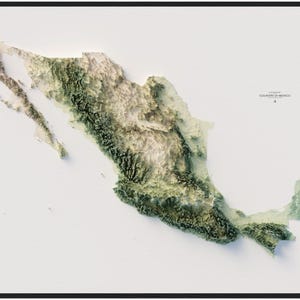 Elevation Map of Mexico - Minimalist Topographical Relief Wall Art ...